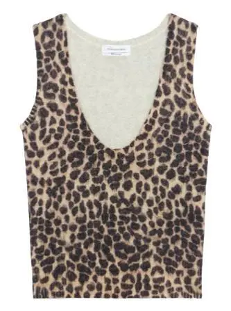Blumarine Sleeveless V-neck Knit Top - Animalier