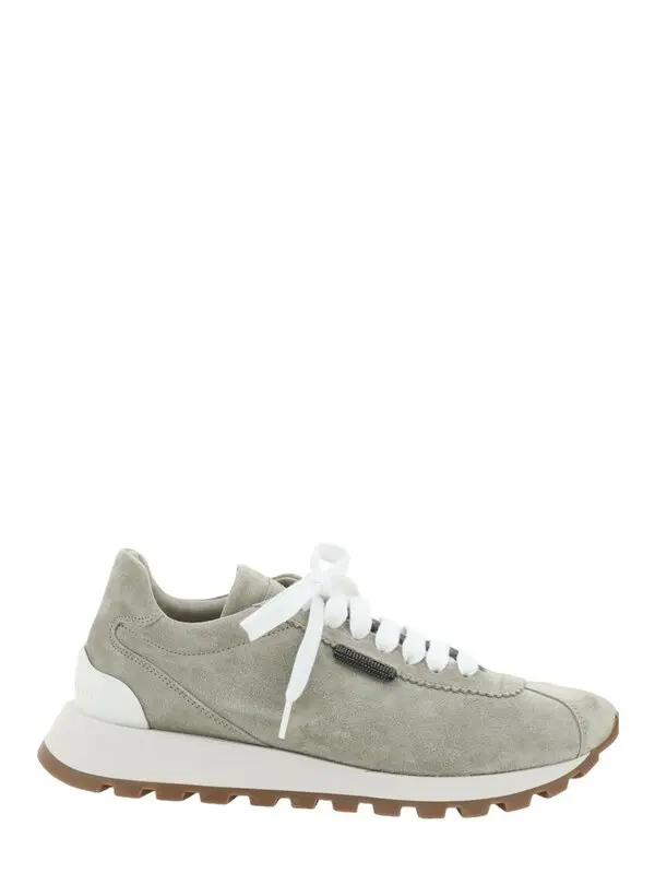 Brunello Cucinelli Round Toe Lace-up Trainers - Gray
