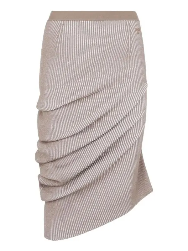 Fendi Asymmetric Draped Ribbed Skirt - Nude
