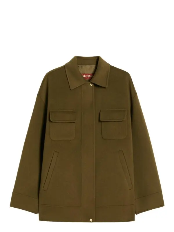 Max Mara Disco Long-sleeve Coat With Removable Vest - Khaki