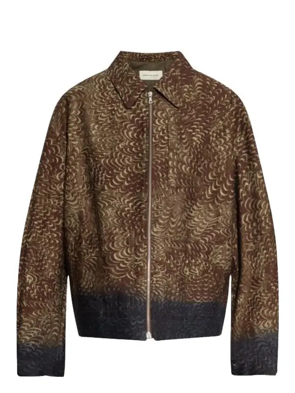 Dries Van Noten Graphic-print Zip-up Bomber Jacket - Brown