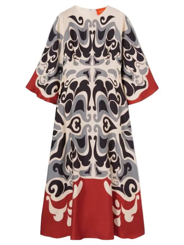 La DoubleJ Bell Sleeve Printed Maxi Dress - Ivory