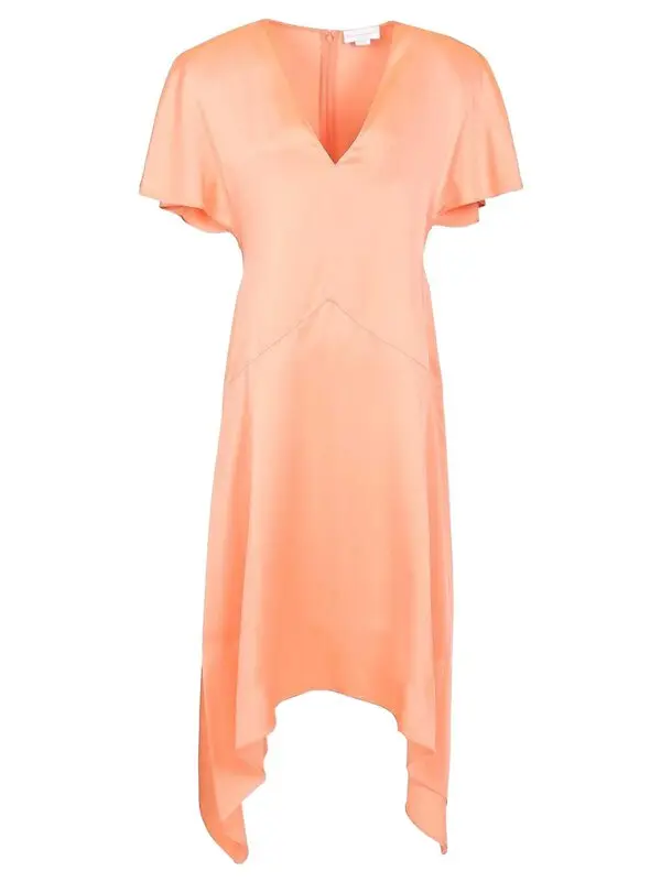Stella McCartney V-neck Asymmetric Satin Midi Dress - Rose