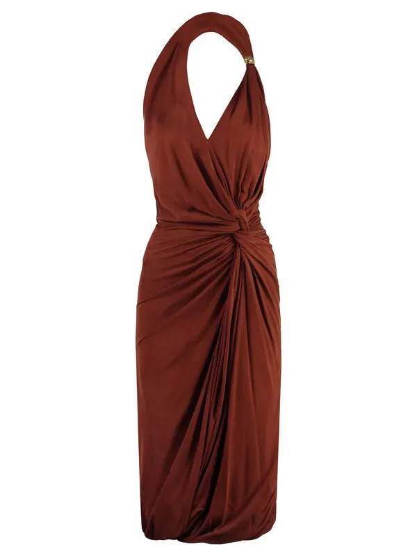 Bottega Veneta Drop Detailed Midi Dress - Brown