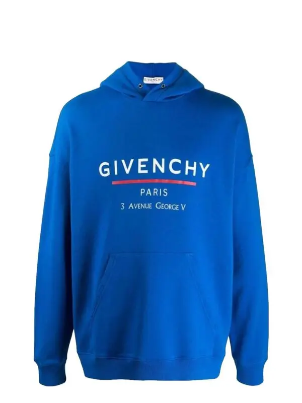 Givenchy Logo Print Hoodie - Ocean Blue