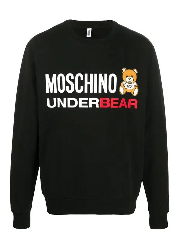 Moschino Underbear Printed Long Sleeve Sweater - Black