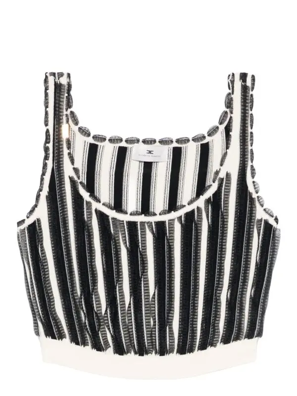 Elisabetta Franchi Cropped Ruffled Top - Black