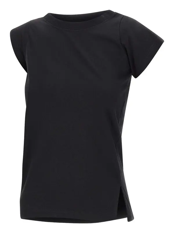 COURREGES Crew Neck T-shirt With Slit Hem - Black