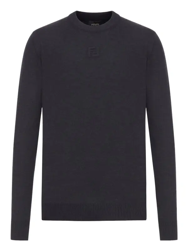 Fendi Crewneck Long-sleeve Knitted Jumper - Black