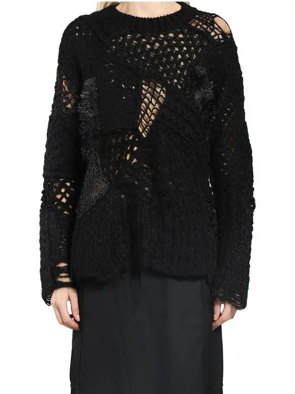 Junya Watanabe Open-knit Sweater - Black