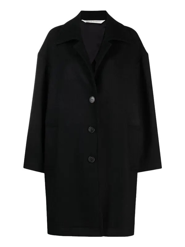 Palm Angels Single-breasted Logo Print Coat - Black
