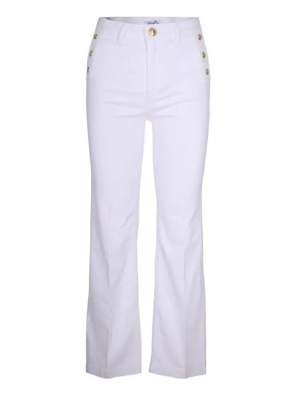 Liu Jo Logo Plaque Stretch Denim Flare Jeans - Optical White
