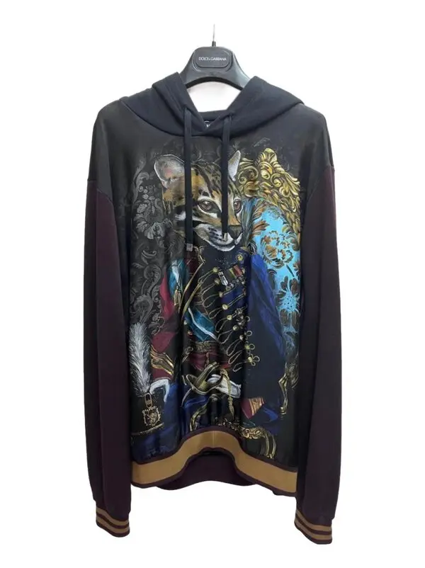 Dolce & Gabbana Drawstring Hooded Hoodie With Graphic Print - Black