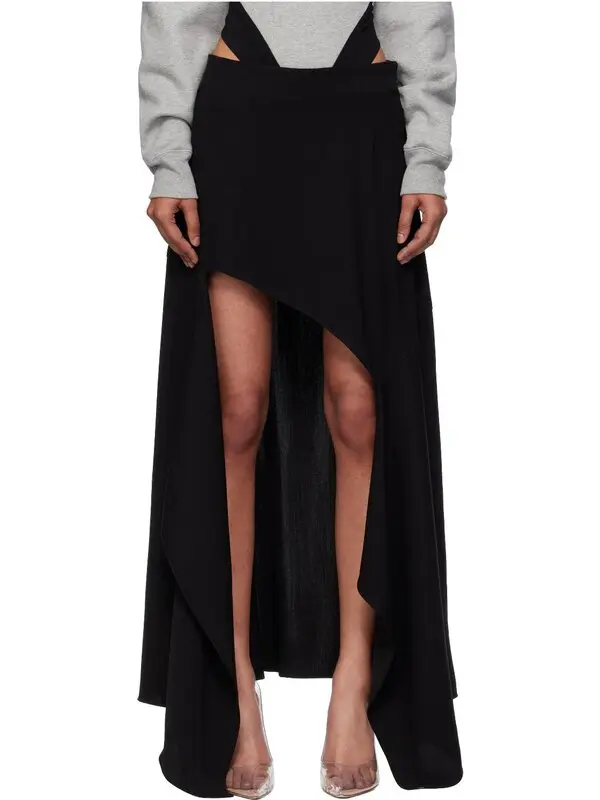 MUGLER Asymmetric High-low Skirt - Black