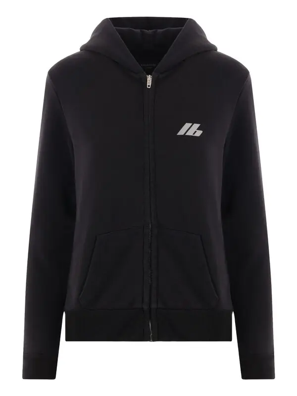 Balenciaga Logo Printed Zip-up Hoodie - Black
