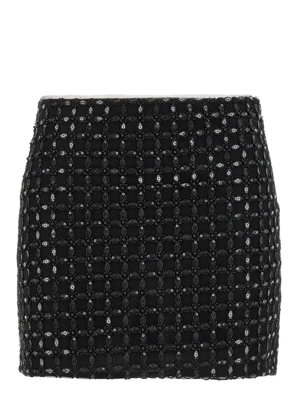 ROTATE BY BIRGER CHRISTENSEN Beaded Mini Skirt With Side Zipper - Black