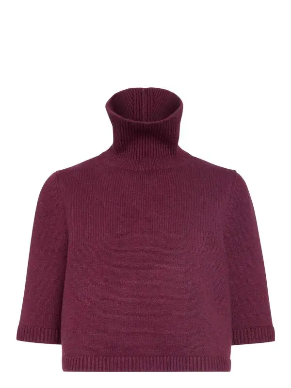 Alaïa Cashmere Knit Cropped Jumper - Burgundy