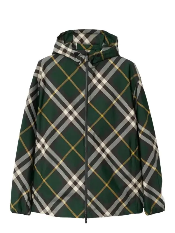 Burberry Embroidered Checkered Zip-up Jacket - Ivy