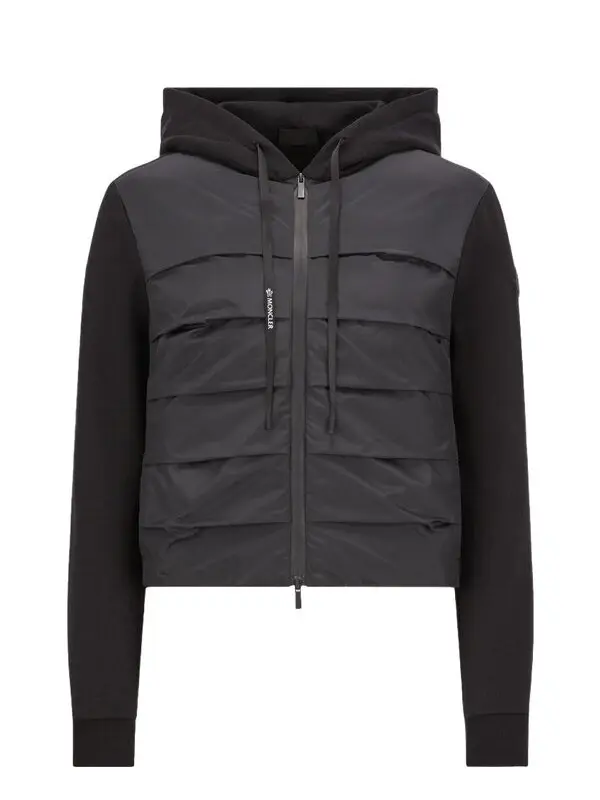 Moncler Padded Cotton Zip-up Hoodie - Black
