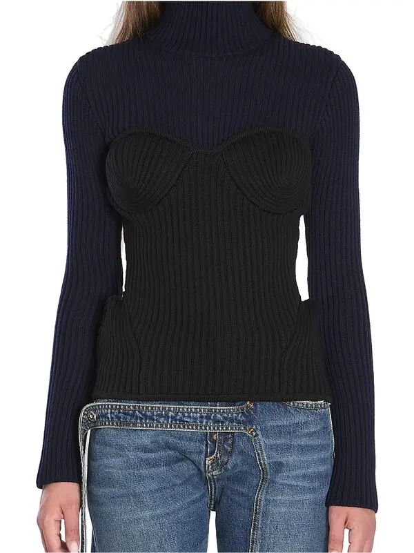 JEAN PAUL GAULTIER Ribbed Knit Pullover - Black