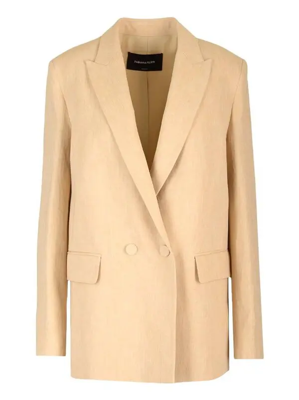Fabiana Filippi Double-breasted Tailored Blend Blazer - Nude