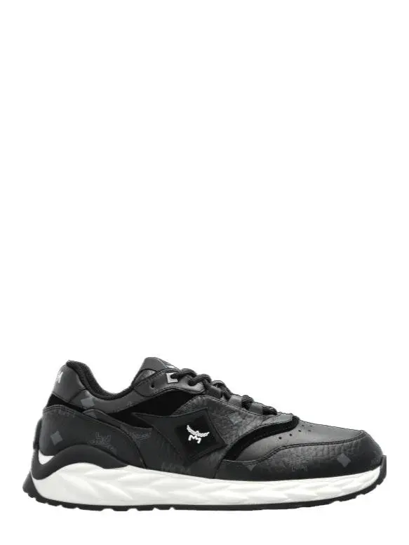 Mcm Geometric Pattern Lace-up Sneakers - Black