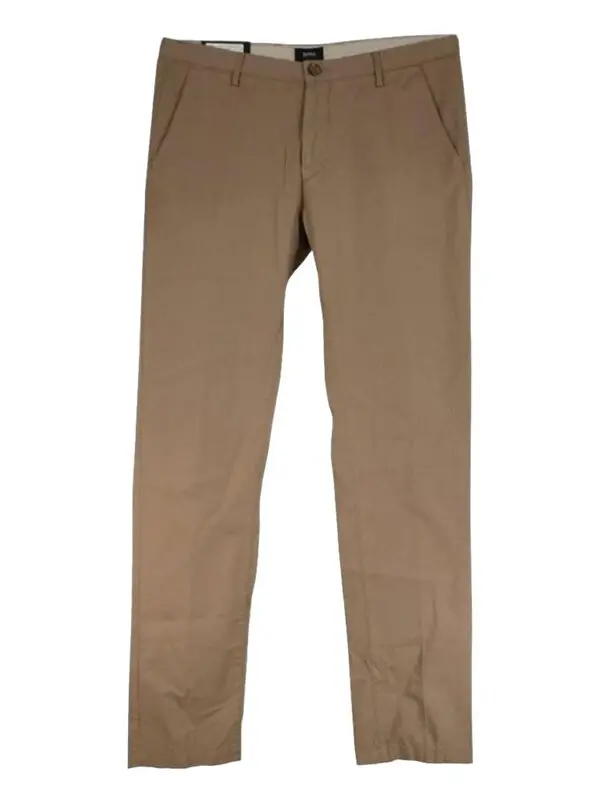 Hugo Boss Straight Leg Casual Pants With Logo Detail - Brown