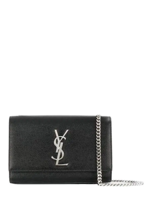 Saint Laurent Kate Logo Plaque Small Shoulder Bag - Black