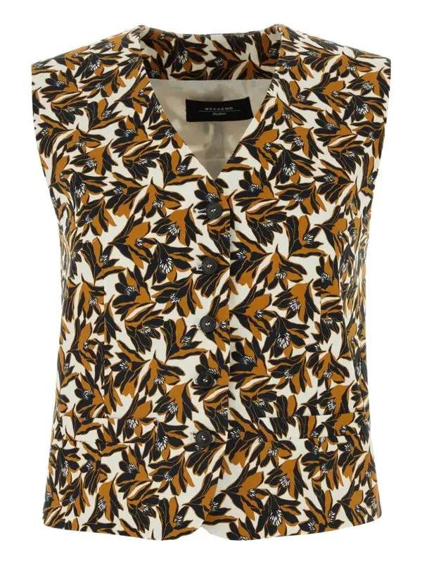 Max Mara All-over Patterned V-neck Vest - Brown
