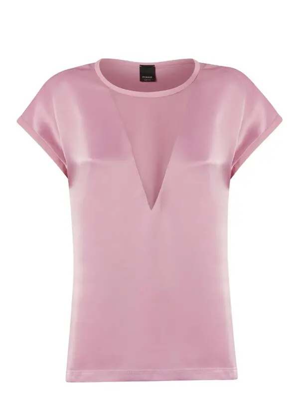 Pinko Round Neck Short Sleeve Blouse - Pink