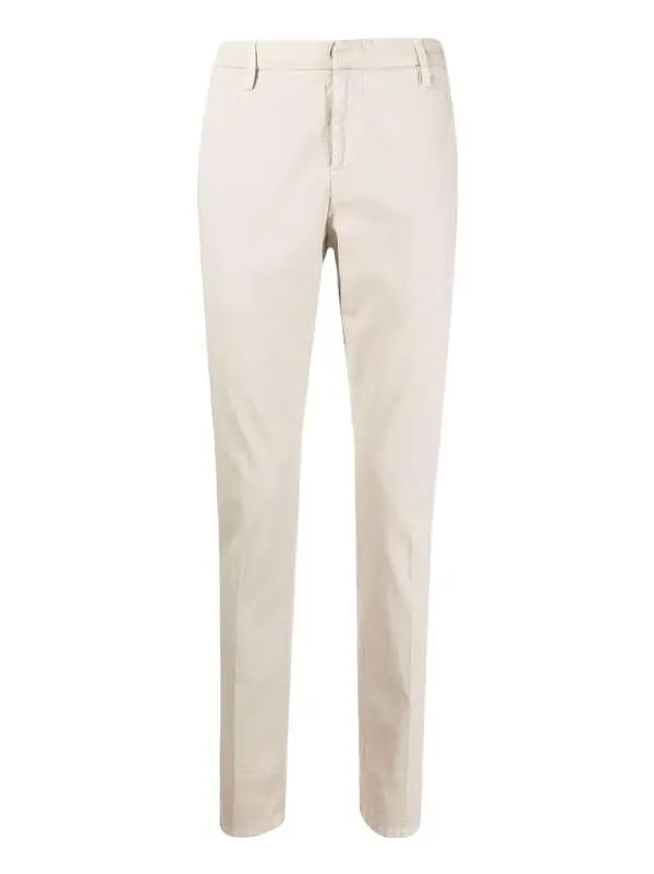 DONDUP Mid Rise Slim Fit Trousers - White