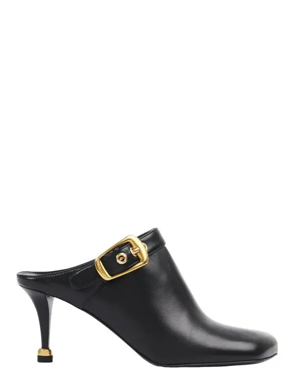 Chloé Andrea Heeled Mules With Engraved Buckles - Black