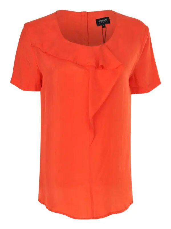 Emporio Armani Logo Blouse With Ruffle Trim - Orange