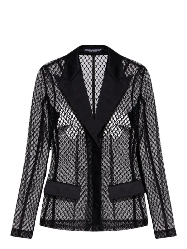 Dolce & Gabbana Single-breasted Mesh Blazer - Black