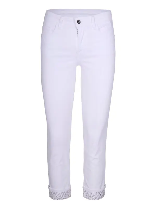 Liu Jo Logo Detail Slim Fit Cropped Jeans - Optical White