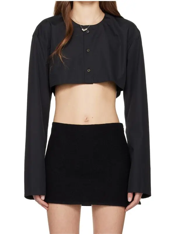 RIER Long-sleeved Cropped Shirt - Black
