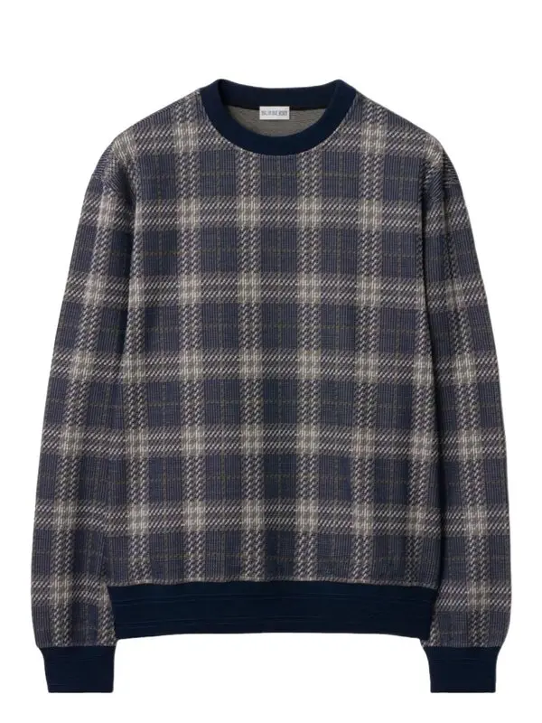 Burberry Checked Crewneck Jumper - Indigo