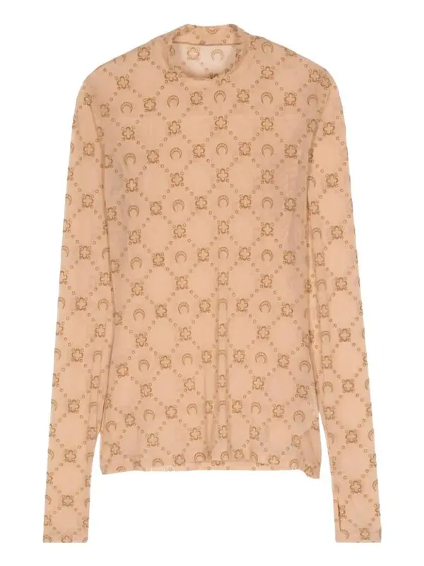 MARINE SERRE Moon Print Long-sleeve Top - Nude