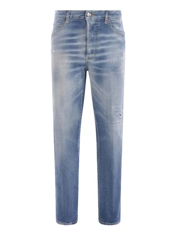Dsquared2 Distressed Straight Leg Jeans - Blue