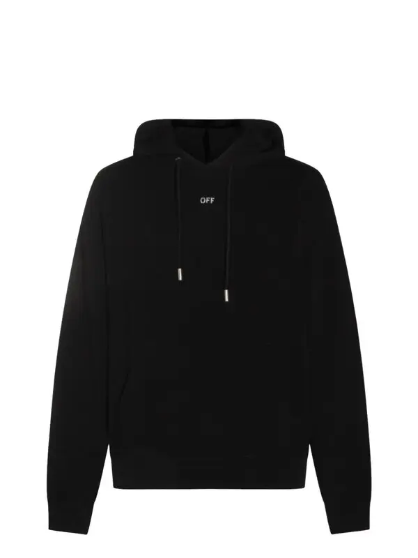 Off-White Logo Printed Drawstring Hoodie - Black