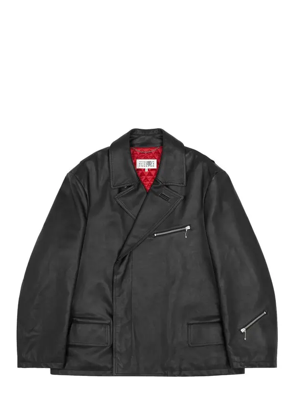 MAISON MARGIELA Leather Double-breasted Jacket - Black