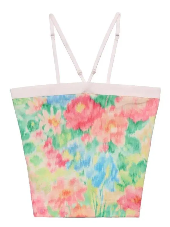 Prada Floral Printed Ribbed Top - Green
