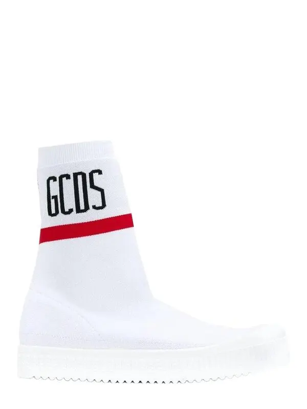 Gcds Logo Knitted High-top Sneakers - White