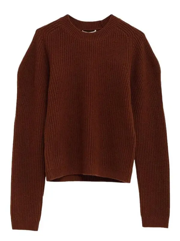 J.W.ANDERSON Puff-sleeved Crew Neck Jumper - Red Brown