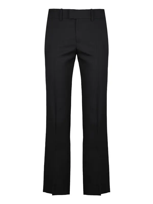COURREGES Straight Leg Pressed Crease Pants With Embroidered Logo - Black