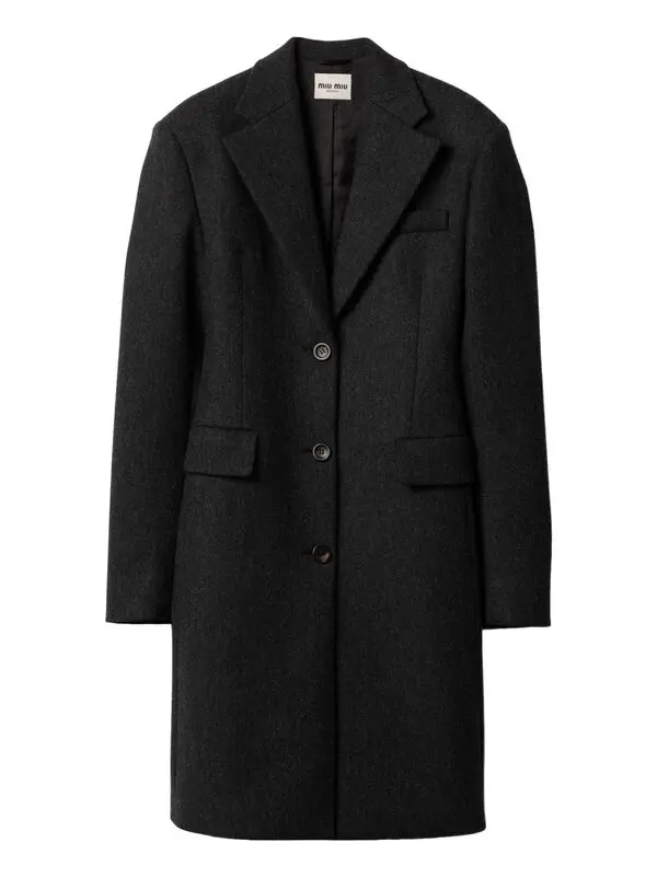 Miu Miu Single-breasted Wool Coat - Grey