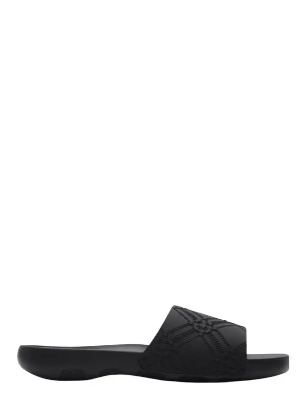 Burberry Checked Slip-on Slides - Black