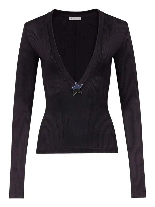 AREA Star Stud V-neck Knitted Jumper - Black