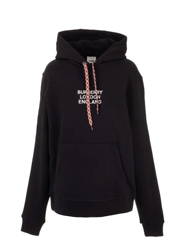 Burberry Embroidered Logo Hooded Sweater - Black