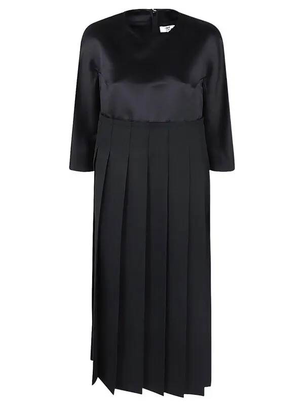 Comme Des Garçons Pleated Midi Dress - Black